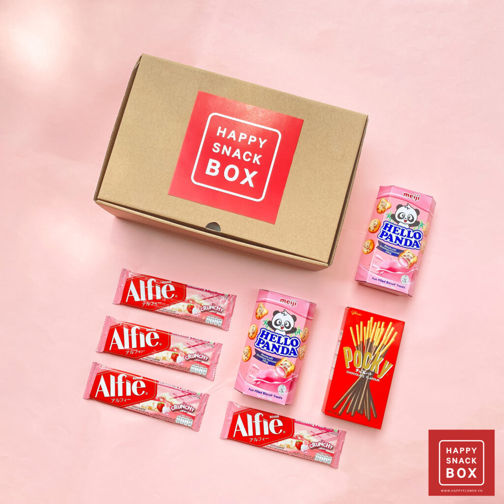 HỘP QUÀ HAPPY SNACK BOX - BASIC RED PINK | Happy Flower