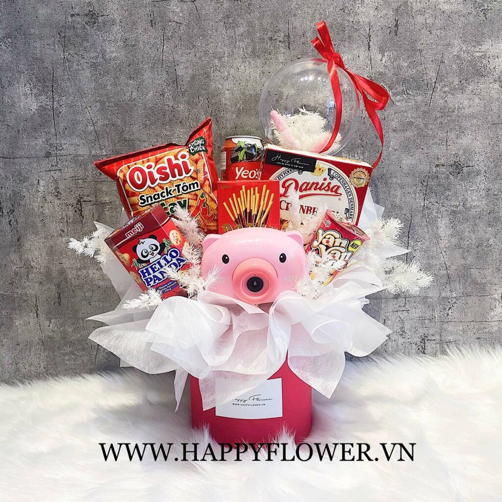 HỘP SNACK MIX RED PIGGY - SMALL SIZE (hộp đỏ) | Happy Flower