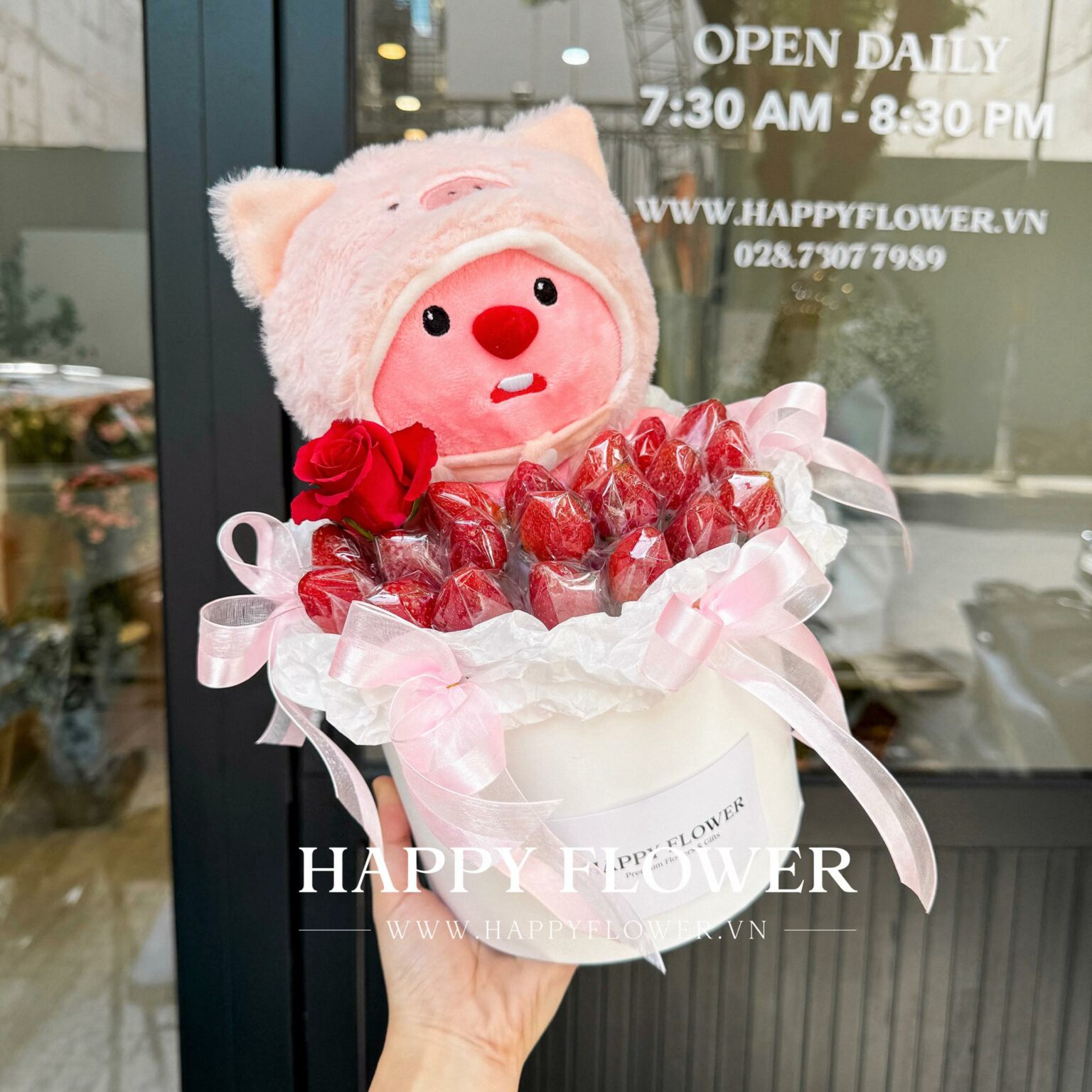 HỘP DÂU GẤU LOOPY (hộp trắng) | Happy Flower