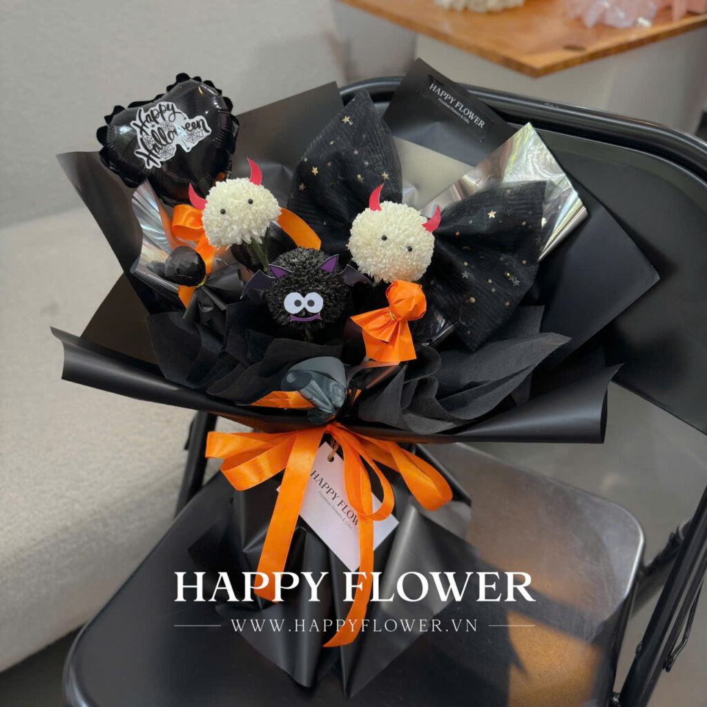 BÓ HOA PING PONG HALLOWEEN SMALL SIZE (giấy đen, không đèn led) | Happy ...